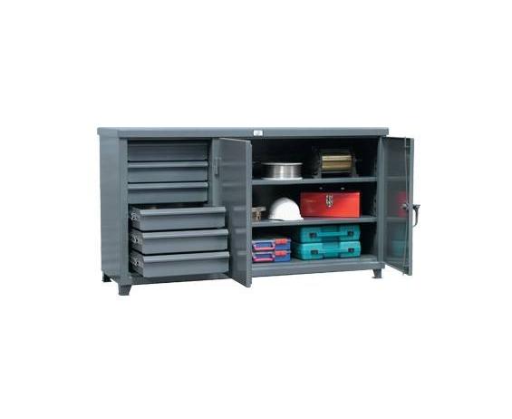 Cabinet Workbench With Half Width Drawers | Motion Savers Inc. | 877-832-4154