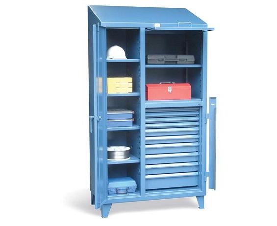 Cabinet With Lift-Up Lid And 10 Drawers With Lockbar | Motion Savers ...