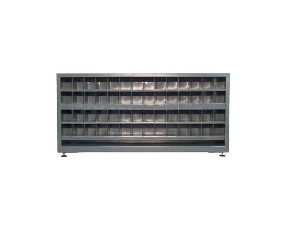 Counter High Two-Sided Metal Bin Storage Cabinet | Motion Savers Inc. | 877-832-4154