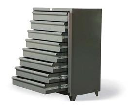 Eight-Drawer Shelving Unit With Lock Bar | Motion Savers Inc. | 877-832-4154